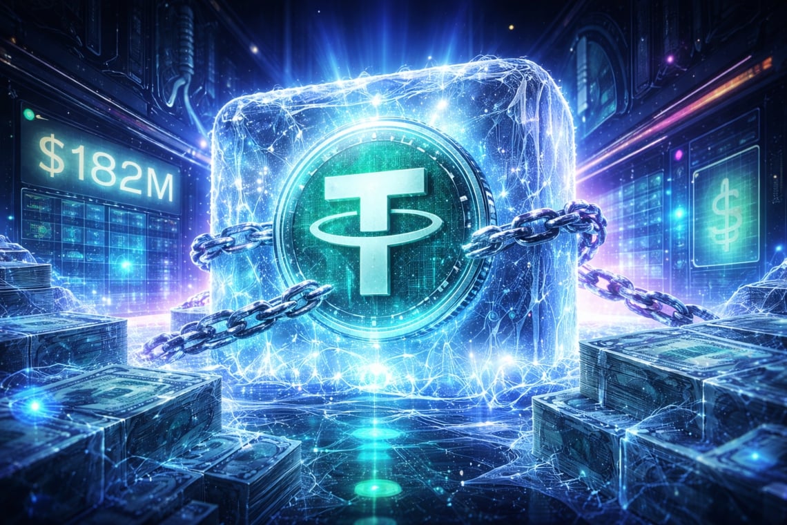 Tether تجمد 182 مليون دولار في USDT: الرقابة على العملات المستقرة